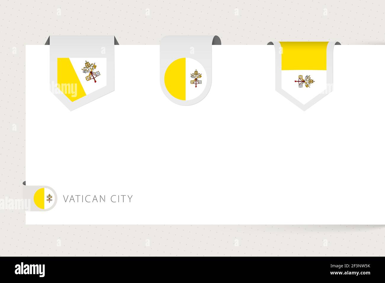 Label flag collection of Vatican City in different shape. Ribbon flag ...