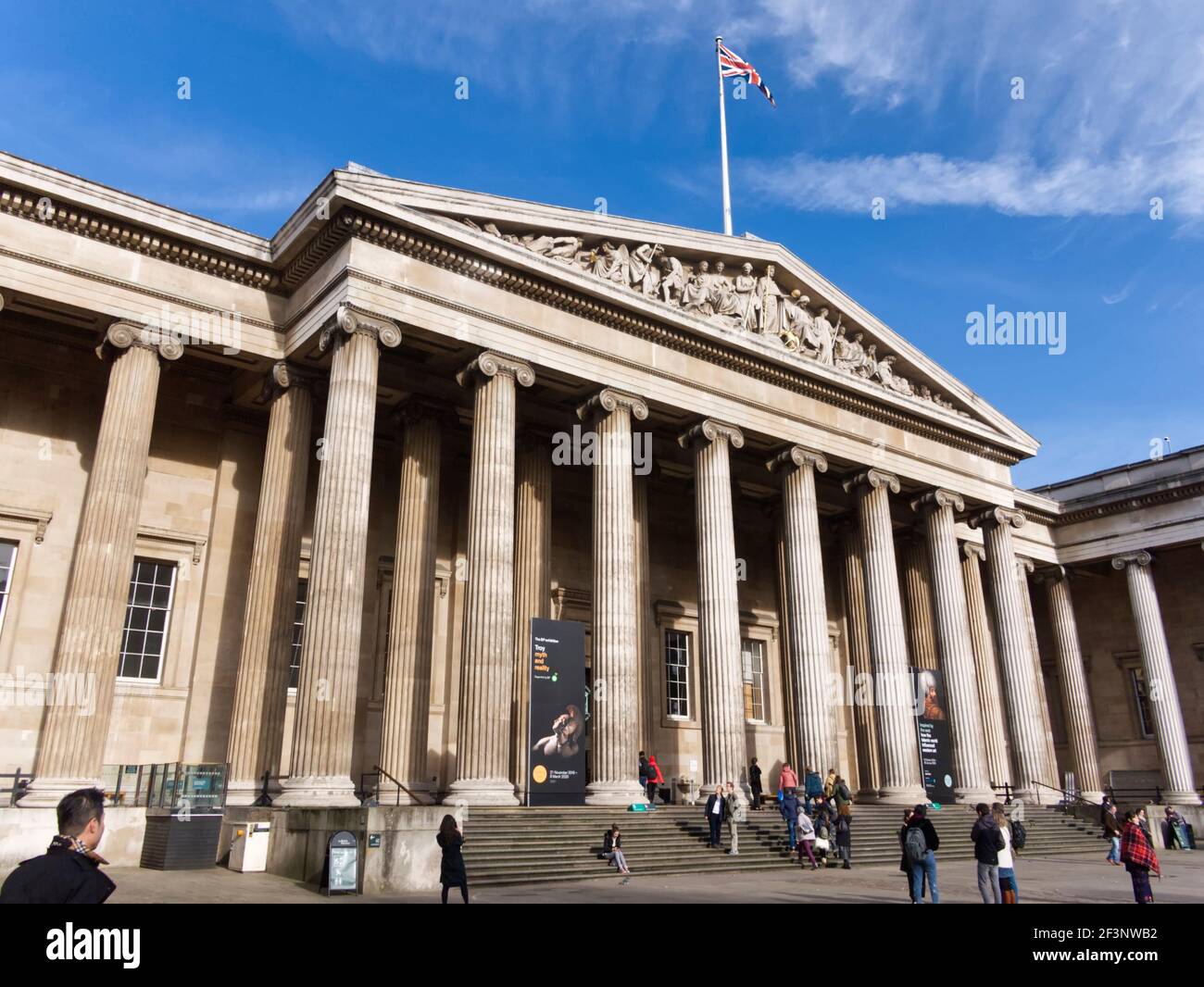 Greek Revival façade at the main entrance of the British Museum, Great ...