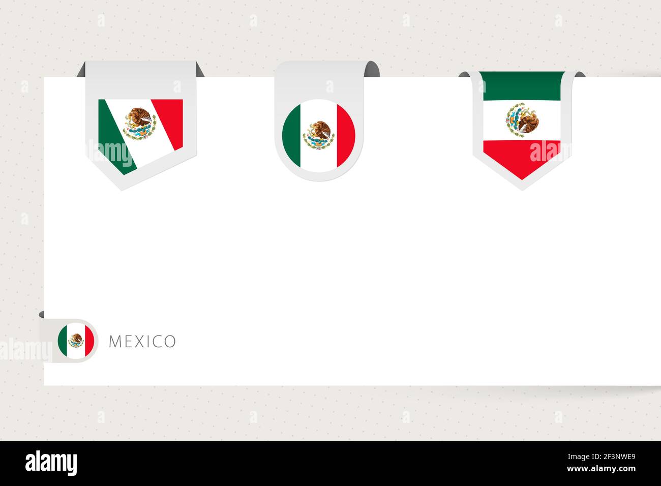 Label flag collection of Mexico in different shape. Ribbon flag ...