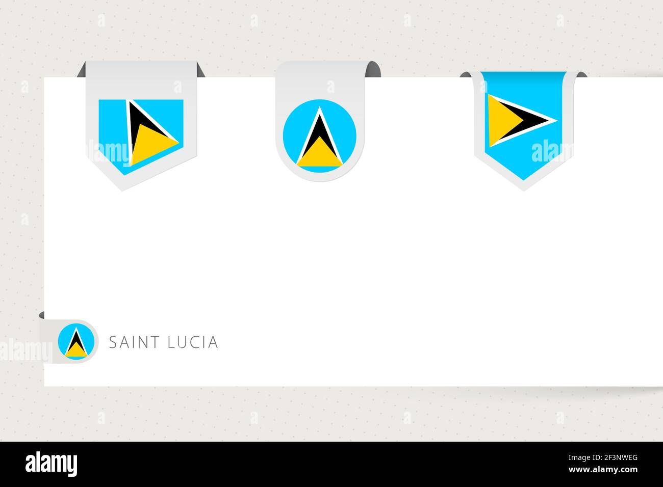Label flag collection of Saint Lucia in different shape. Ribbon flag ...