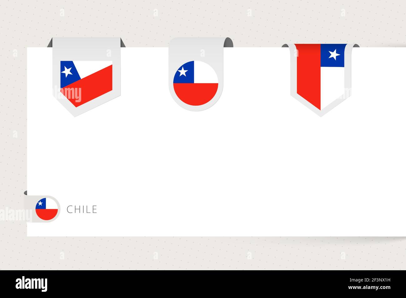 Label flag collection of Chile in different shape. Ribbon flag template ...