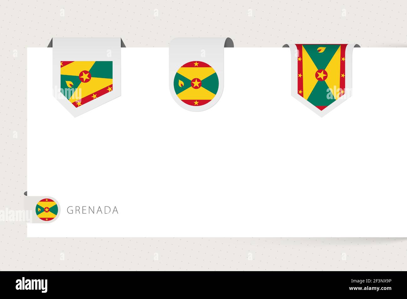 Label flag collection of Grenada in different shape. Ribbon flag ...