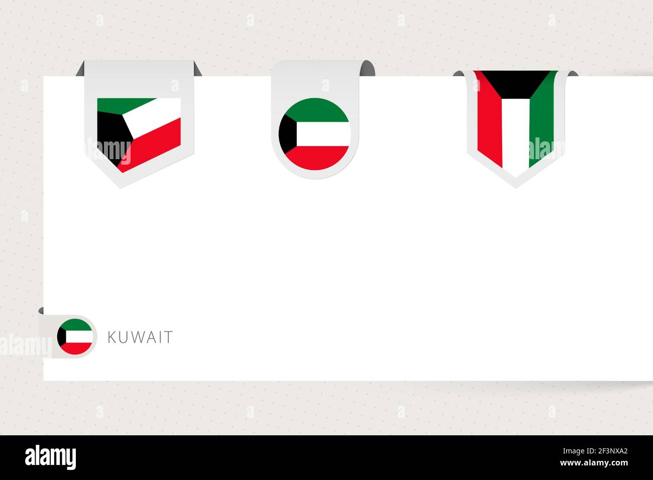 Label flag collection of Kuwait in different shape. Ribbon flag ...