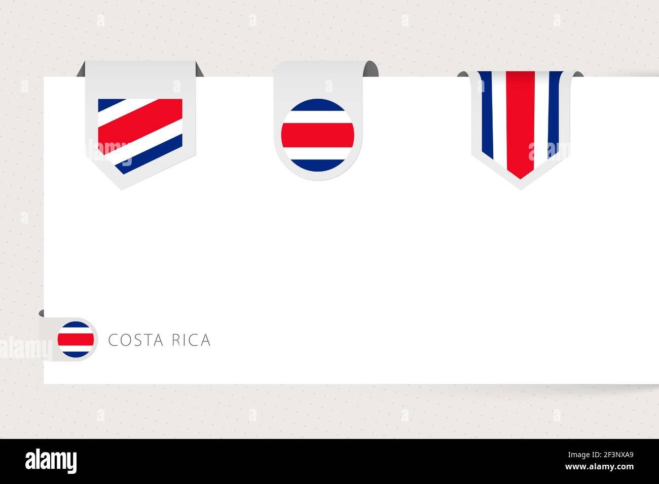 Label flag collection of Costa Rica in different shape. Ribbon flag ...