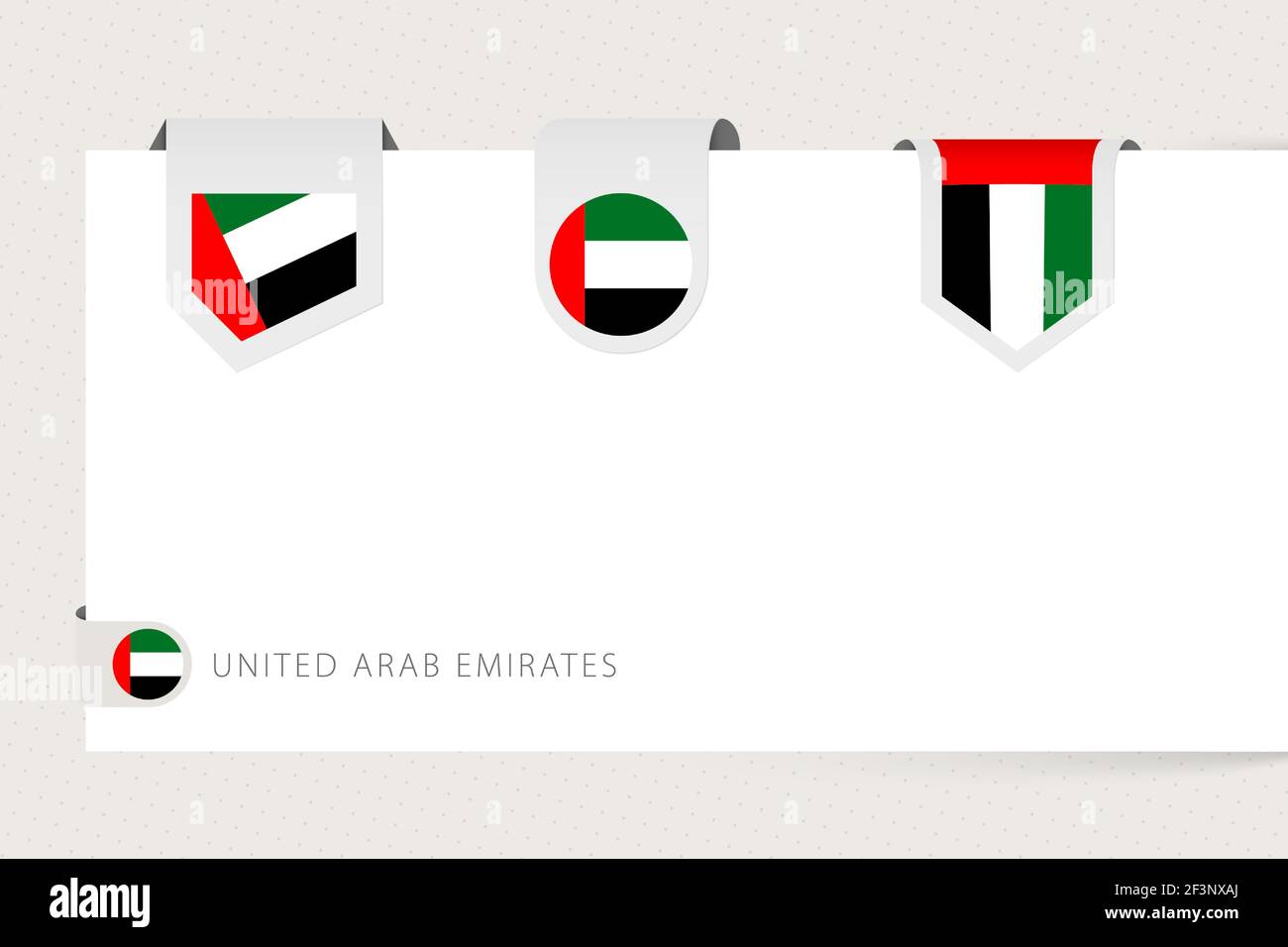 Label flag collection of United Arab Emirates in different shape ...