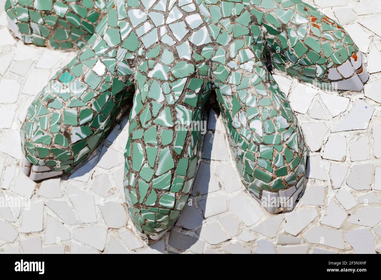 Detail of claw foot of salamander dragon, Park Güell, Barcelona, Spain ...