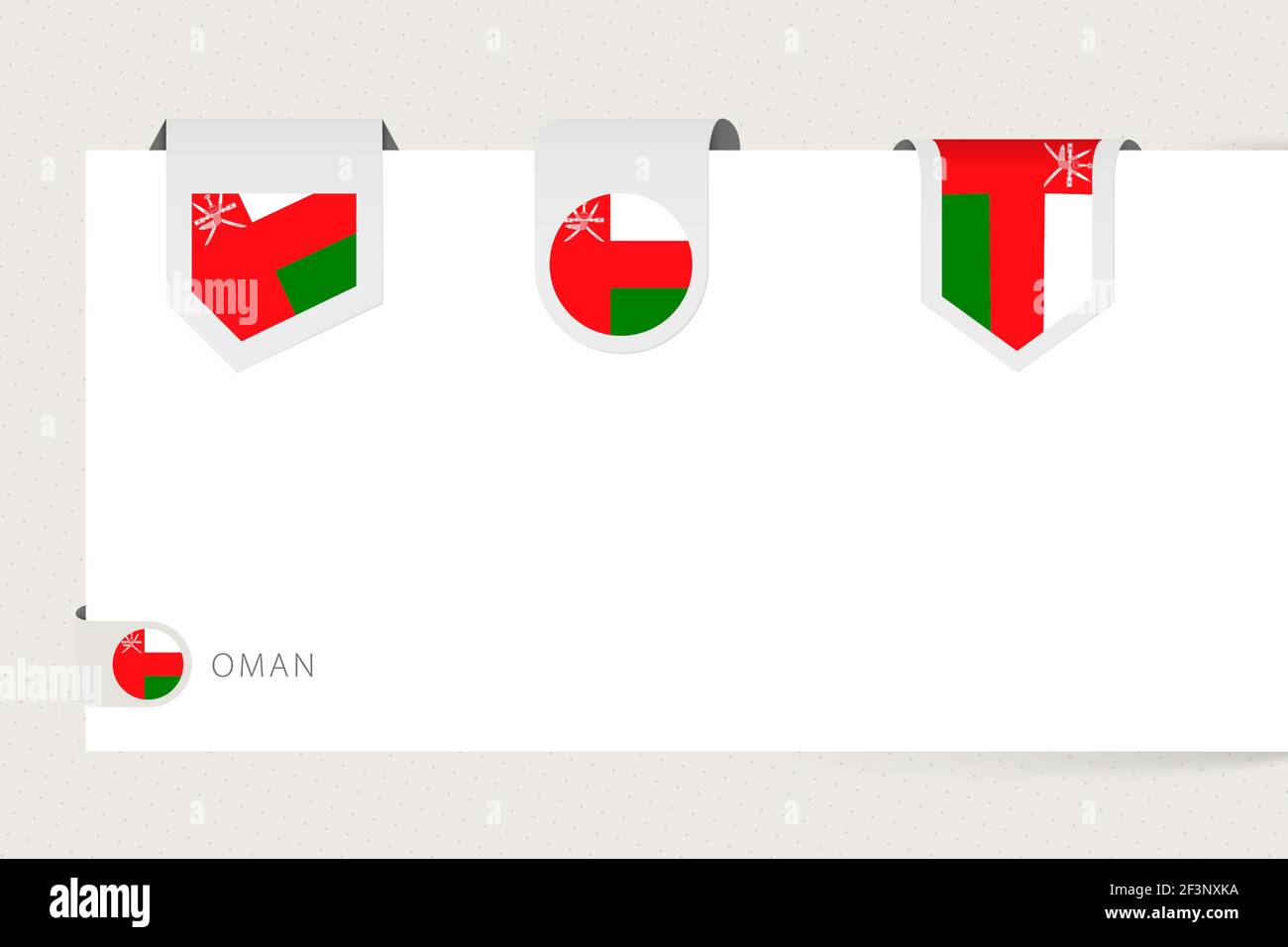 Label flag collection of Oman in different shape. Ribbon flag template ...