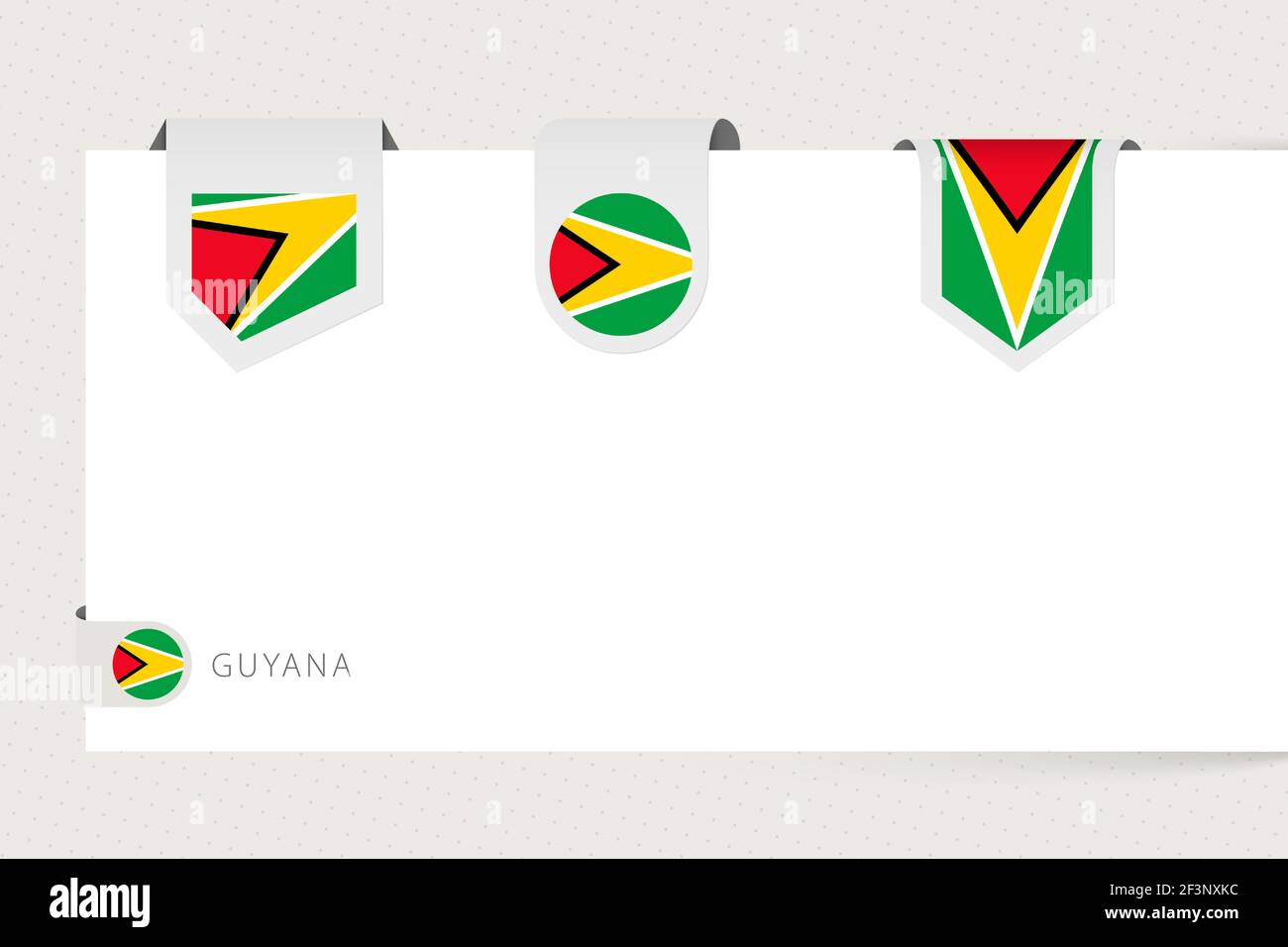 Label flag collection of Guyana in different shape. Ribbon flag ...