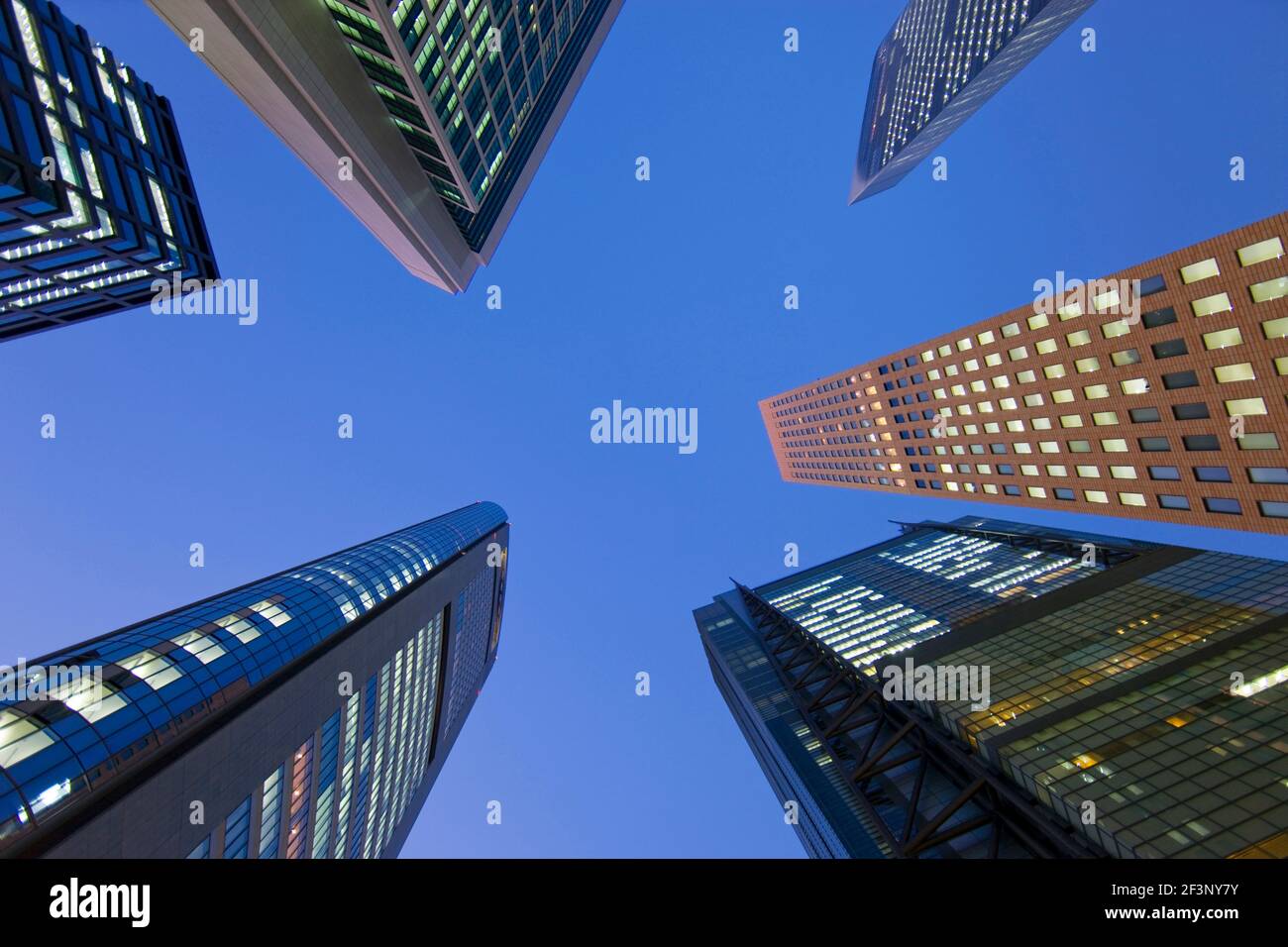 A low wide-angle view captures many of the new skyscrapers in the ...