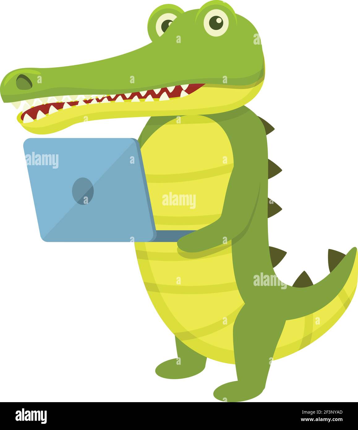 Crocodile with laptop icon. Cartoon of Crocodile with laptop vector ...