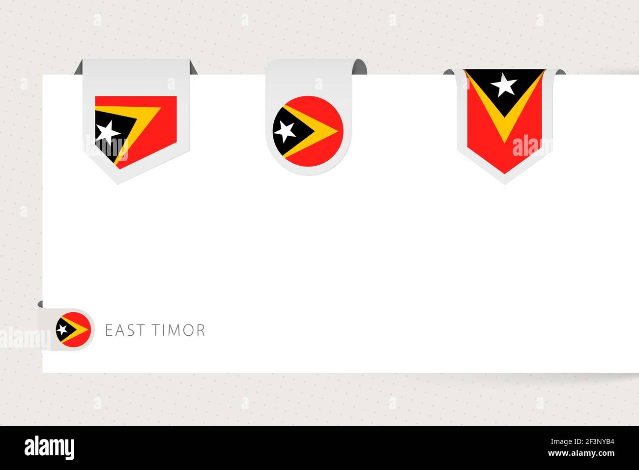 Label flag collection of East Timor in different shape. Ribbon flag ...