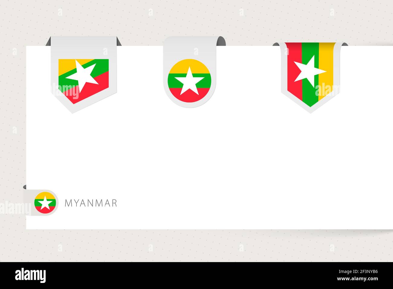 Label flag collection of Myanmar in different shape. Ribbon flag ...