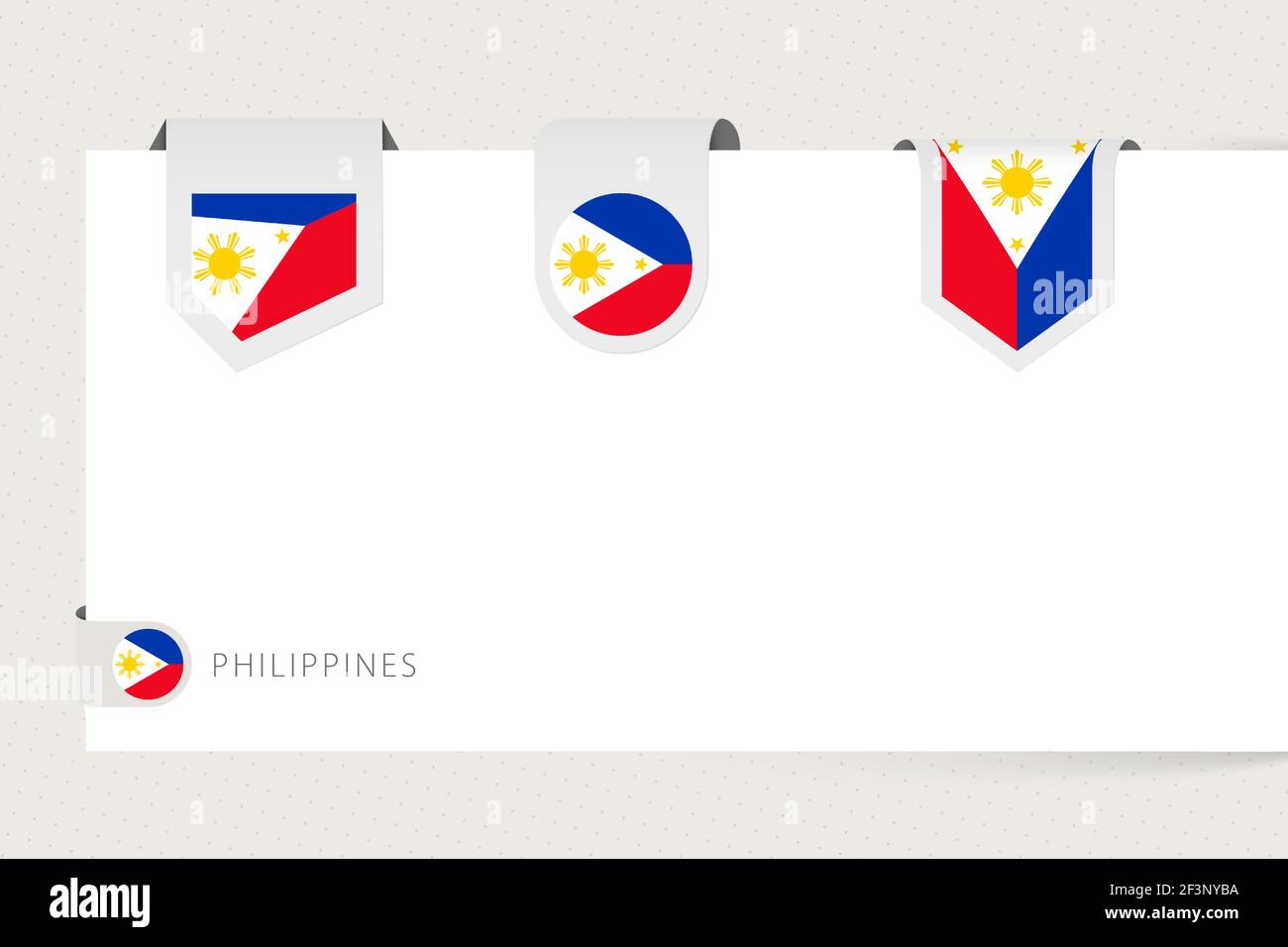 Label flag collection of Philippines in different shape. Ribbon flag ...
