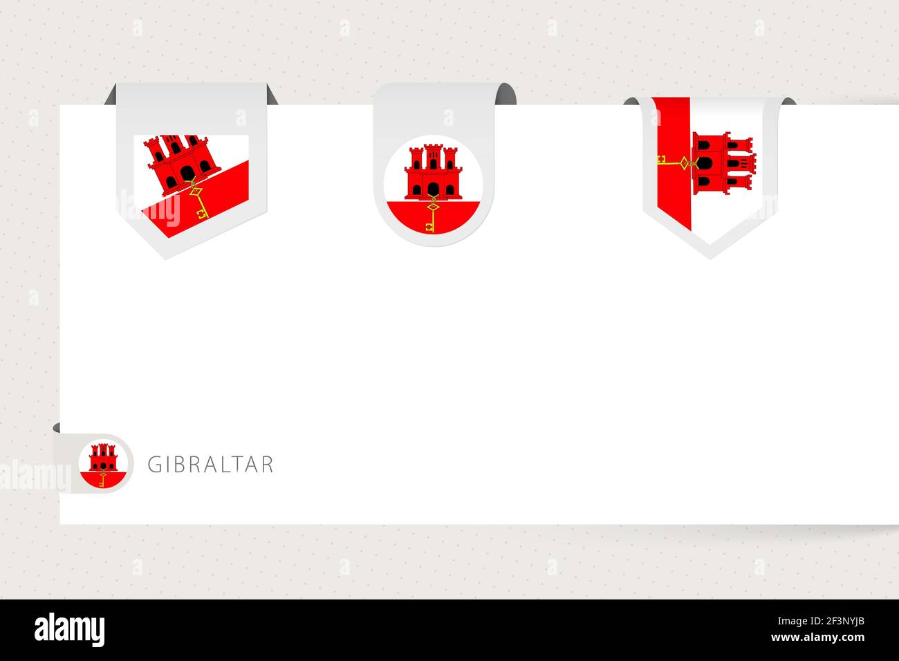 Label flag collection of Gibraltar in different shape. Ribbon flag ...