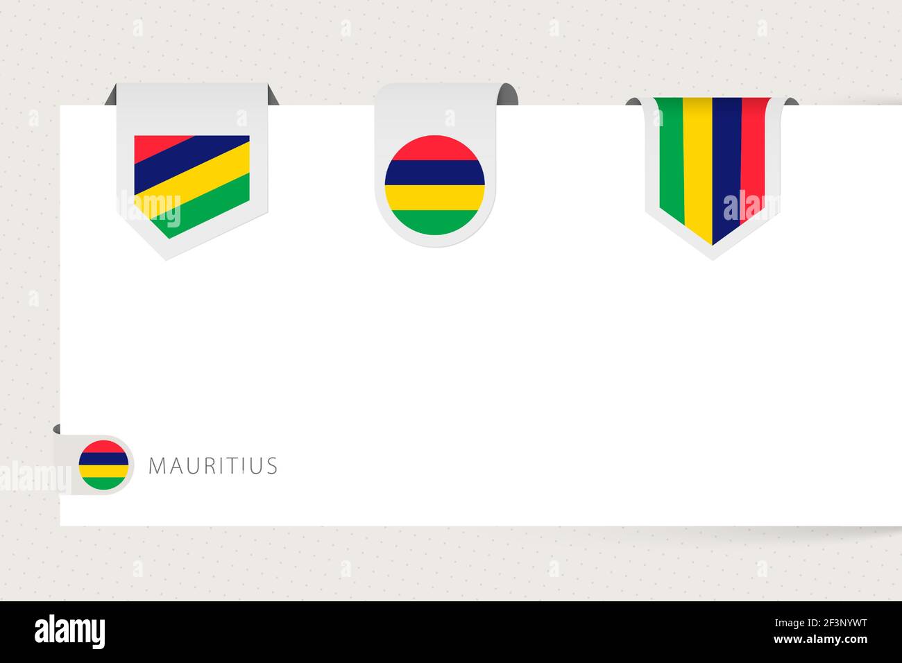 Label flag collection of Mauritius in different shape. Ribbon flag ...