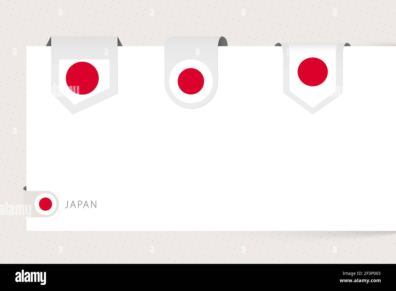 Label flag collection of Japan in different shape. Ribbon flag template ...