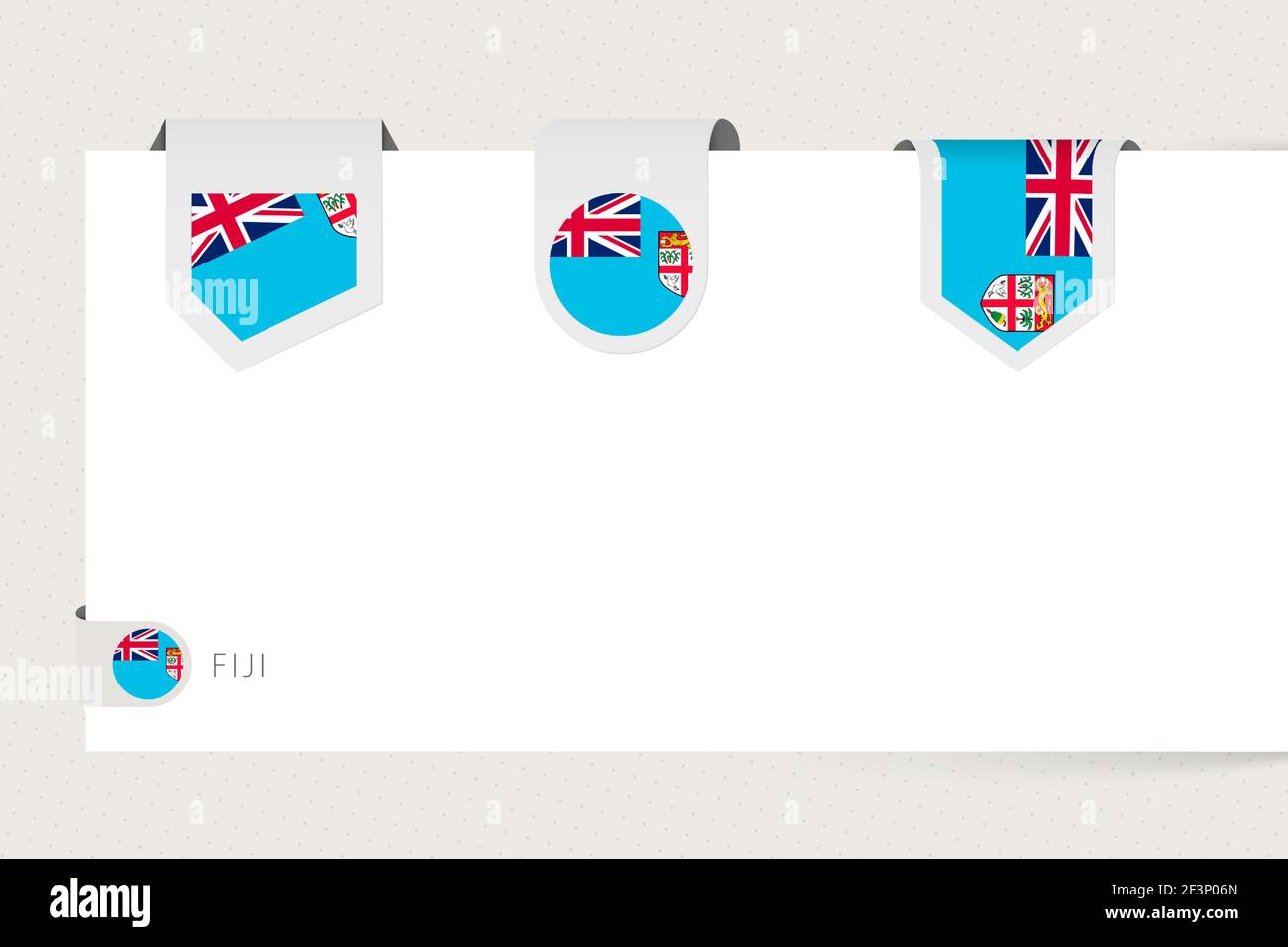 Label flag collection of Fiji in different shape. Ribbon flag template ...