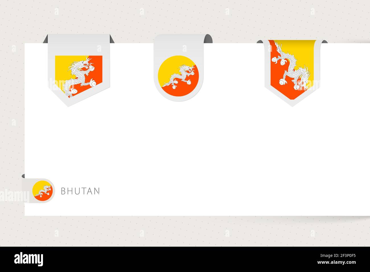 Label flag collection of Bhutan in different shape. Ribbon flag ...