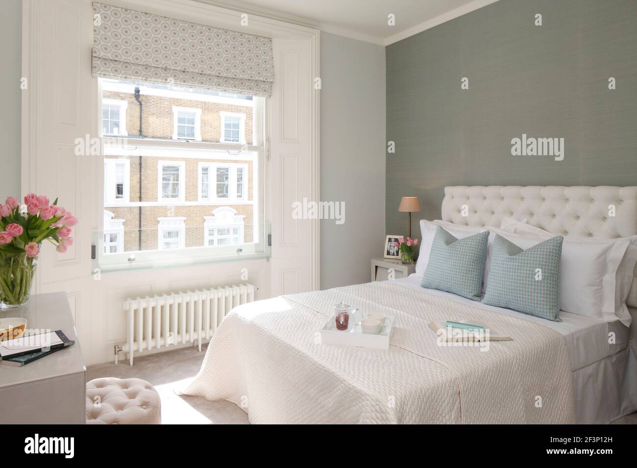 Master bedroom with eau de nil colour scheme | | Designer: Jess Lavers ...