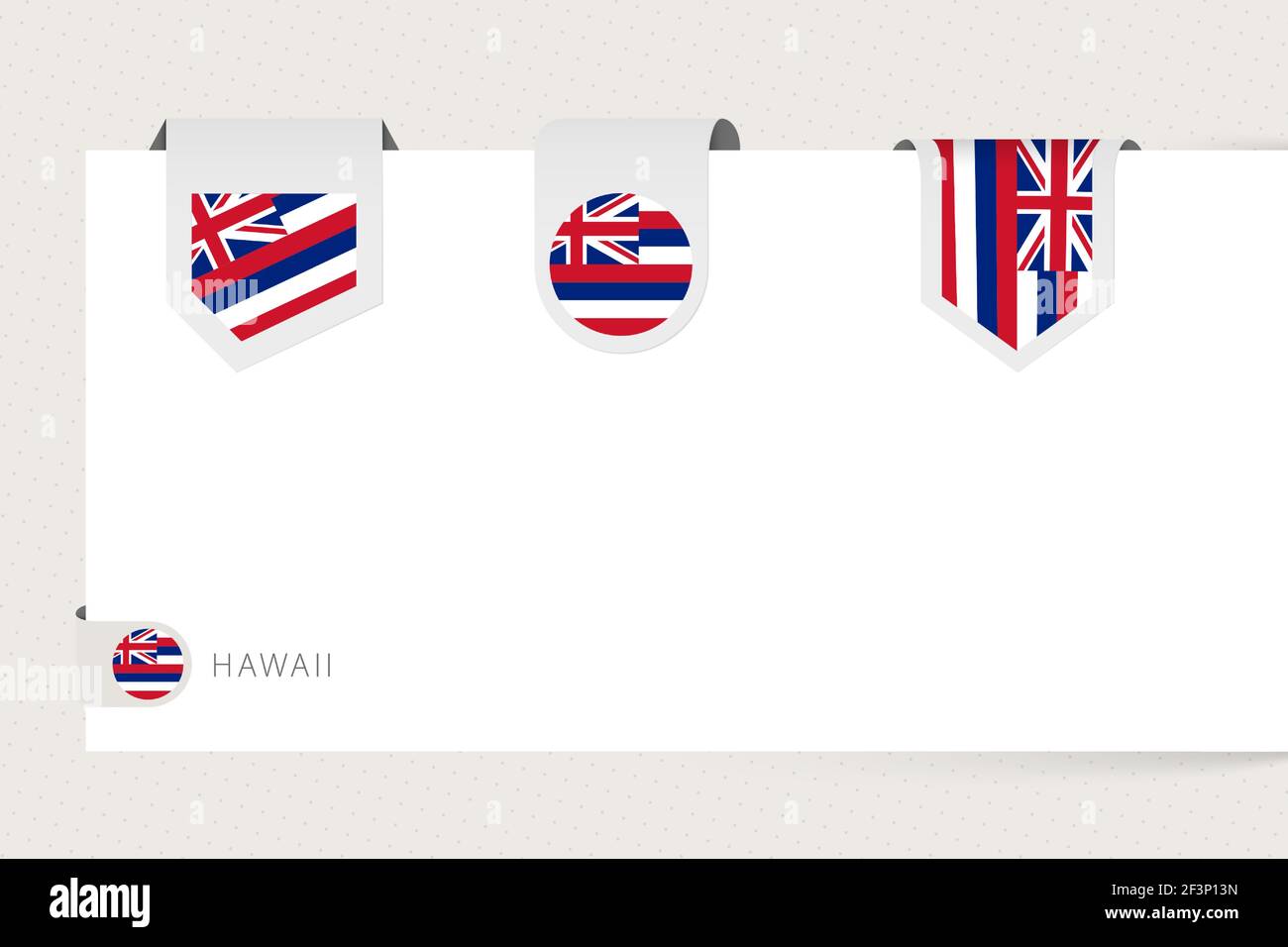 Label flag collection of US state Hawaii in different shape. Ribbon ...