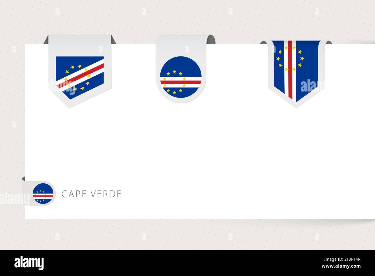 Label flag collection of Cape Verde in different shape. Ribbon flag ...