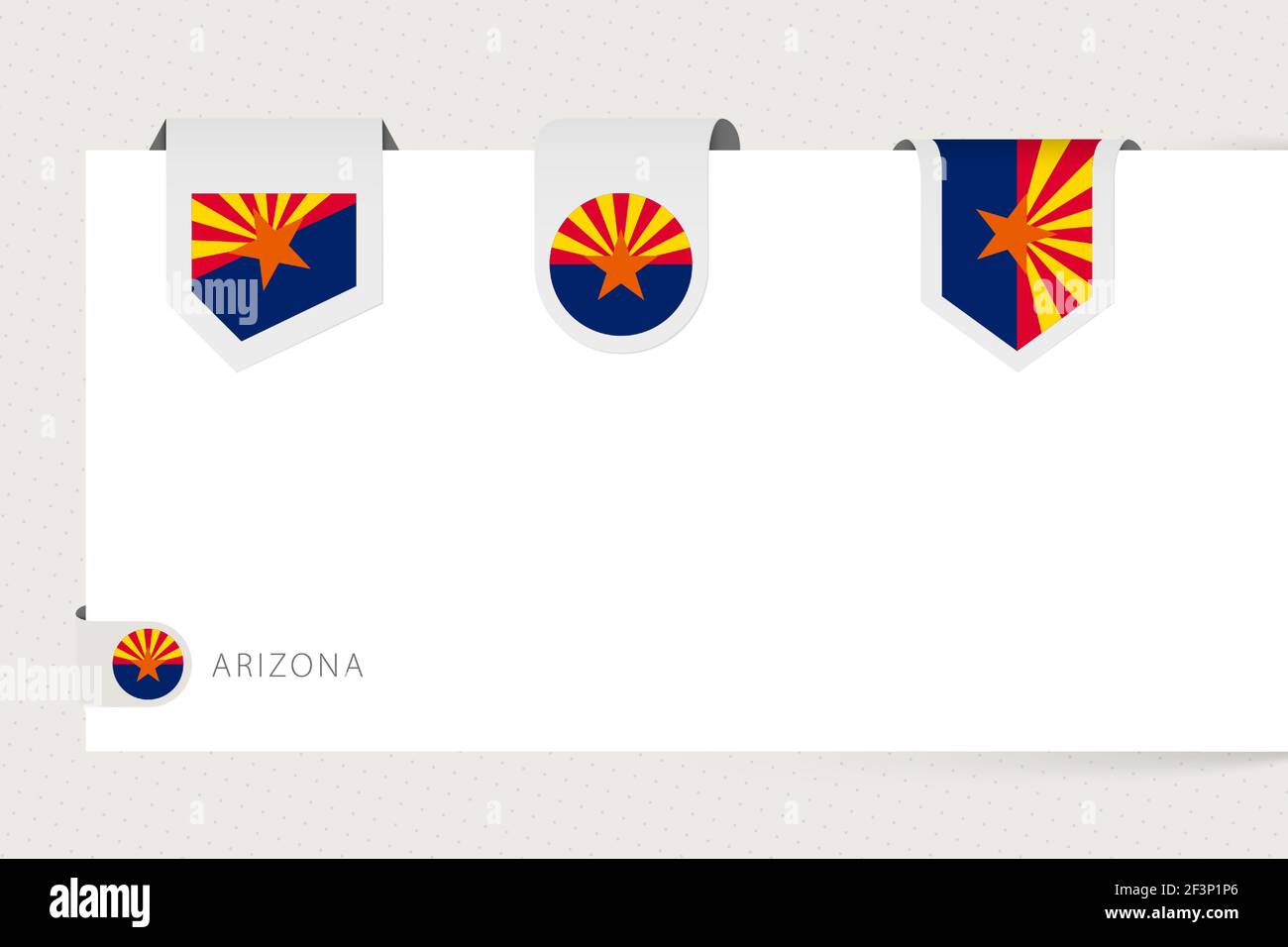 Label flag collection of US state Arizona in different shape. Ribbon ...