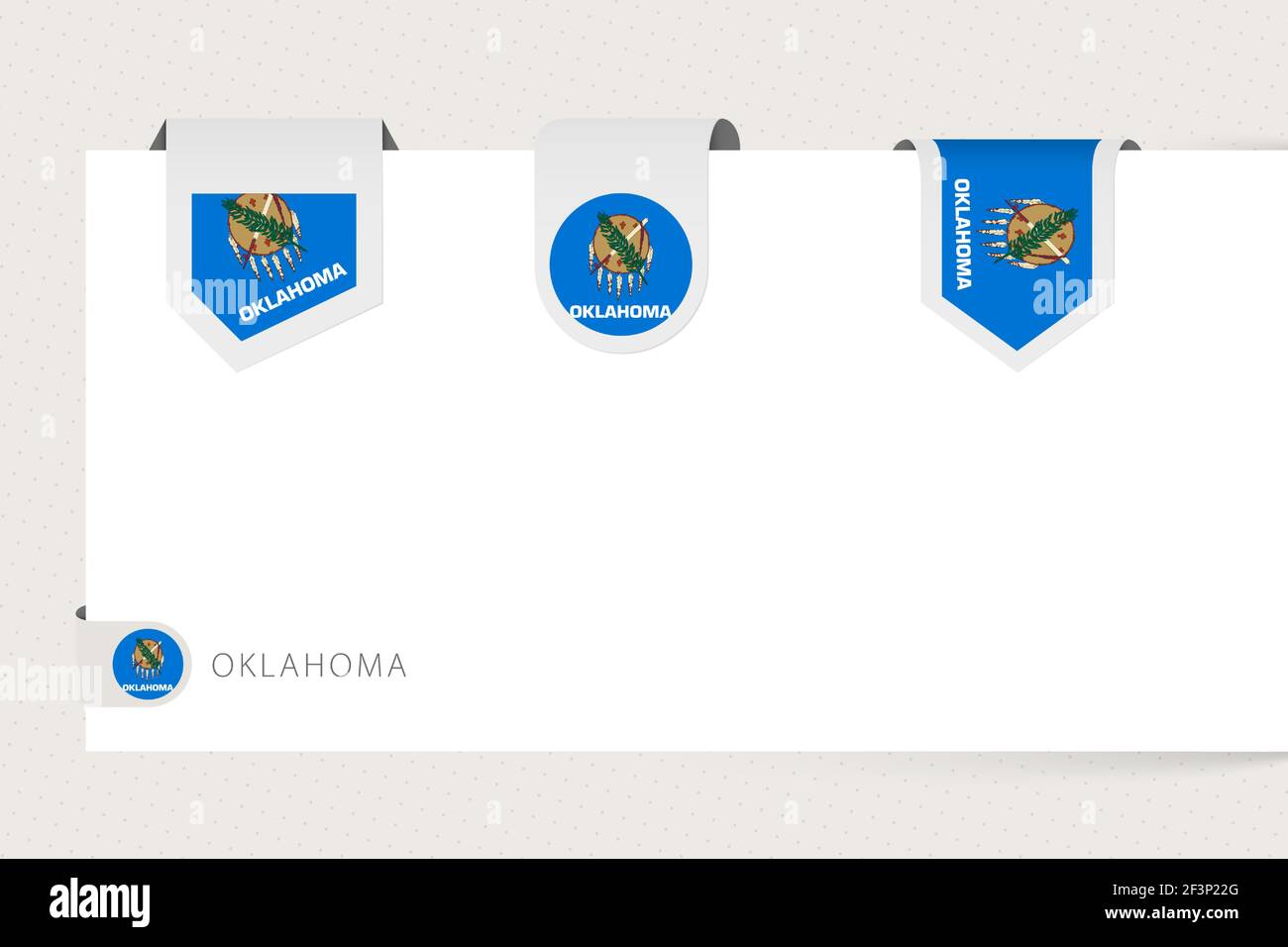 Label flag collection of US state Oklahoma in different shape. Ribbon ...
