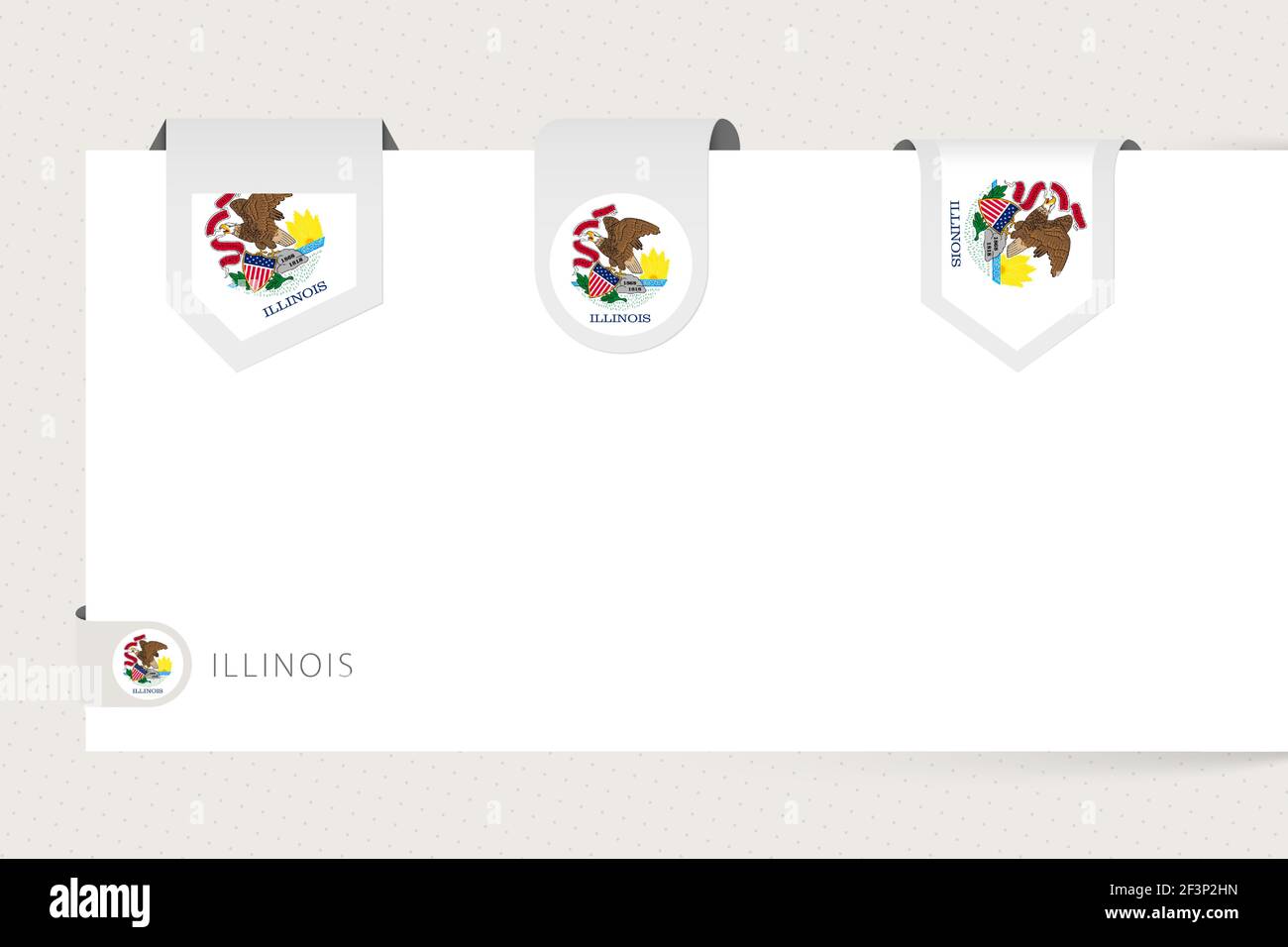 Label flag collection of US state Illinois in different shape. Ribbon ...