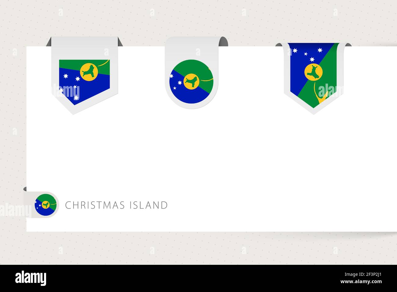 Label flag collection of Christmas Island in different shape. Ribbon flag template of Christmas ...