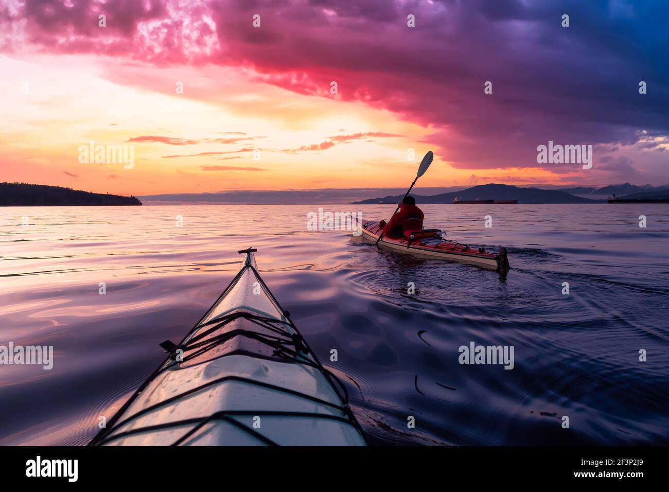 Adventurous Man Sea Kayaking in the Pacific Ocean Stock Photo - Alamy