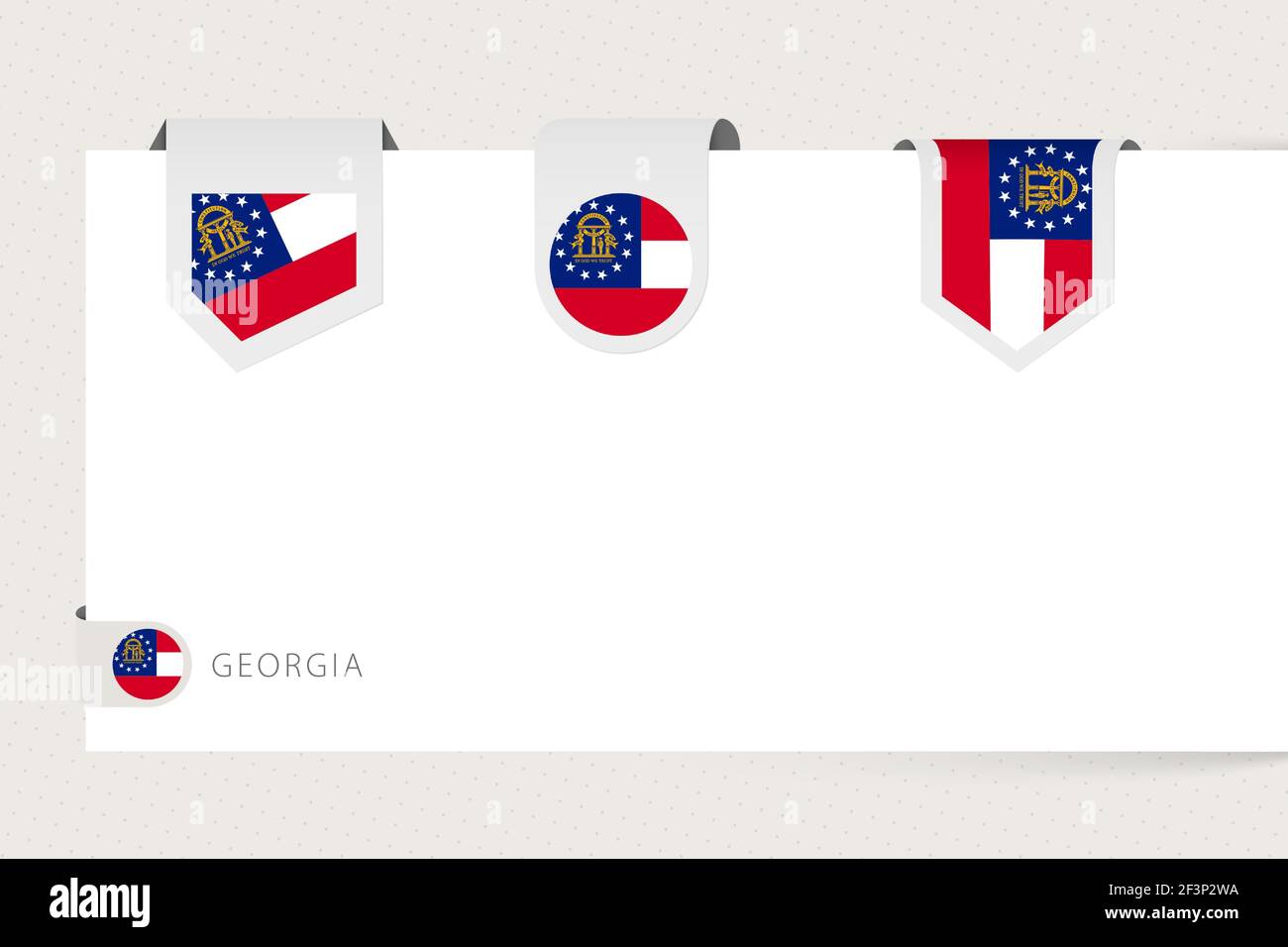 Label flag collection of US state Georgia in different shape. Ribbon ...