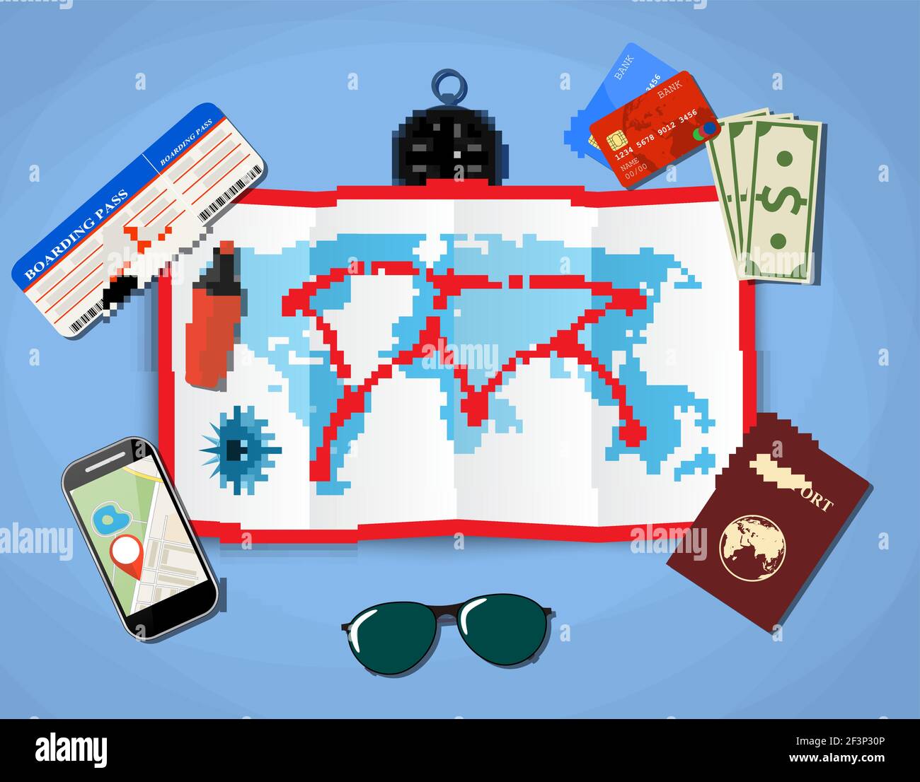 paper map of world Stock Vector Image & Art - Alamy