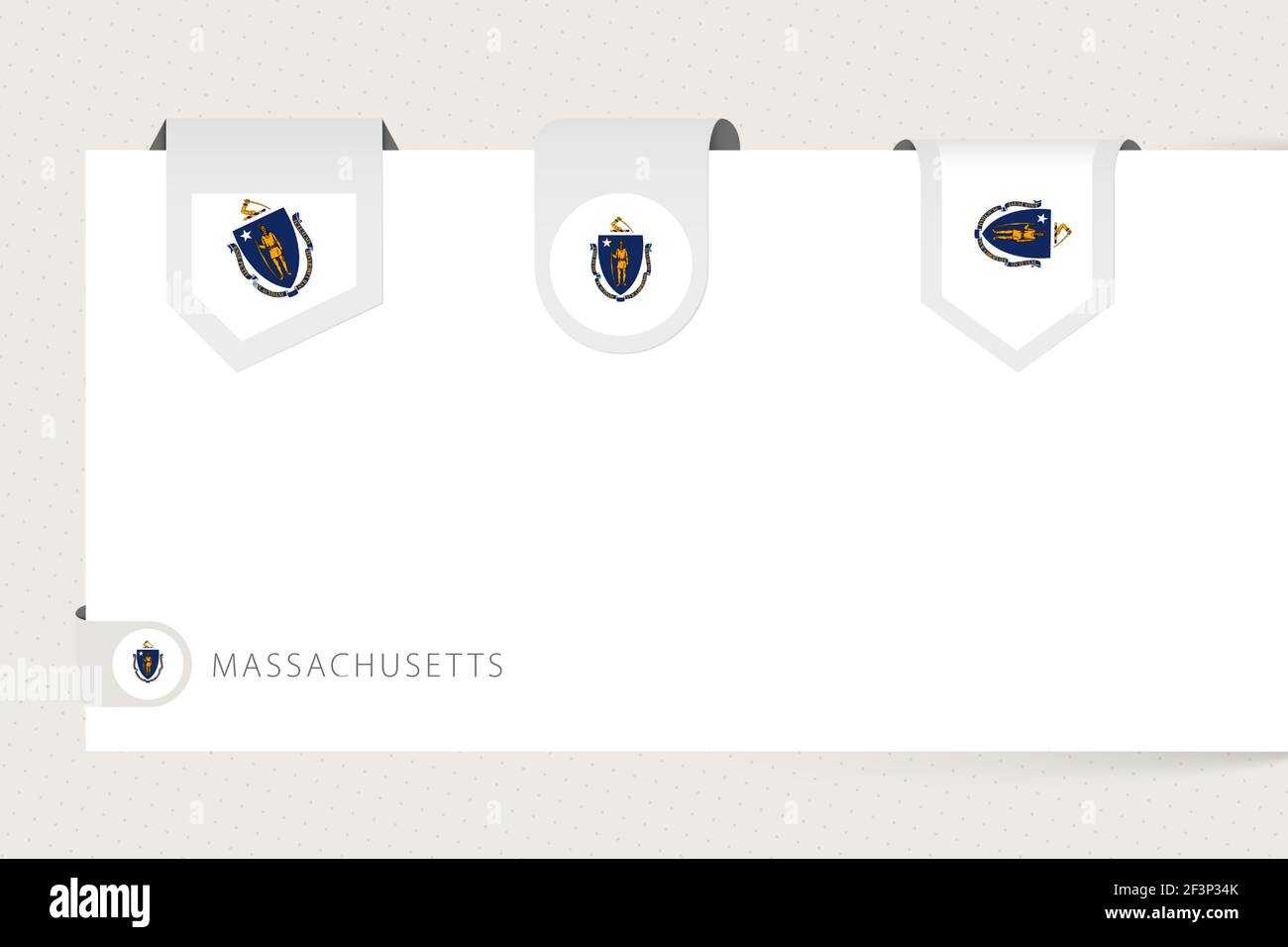 Label flag collection of US state Massachusetts in different shape ...