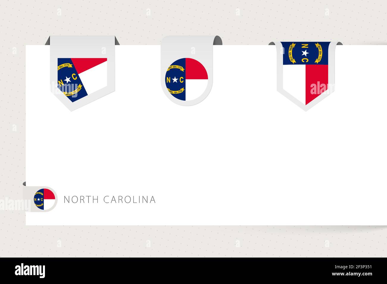 Label flag collection of US state North Carolina in different shape ...