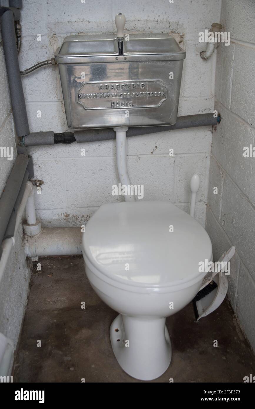 Old style toilet still being used, from the Thomas Crapper Collection ...