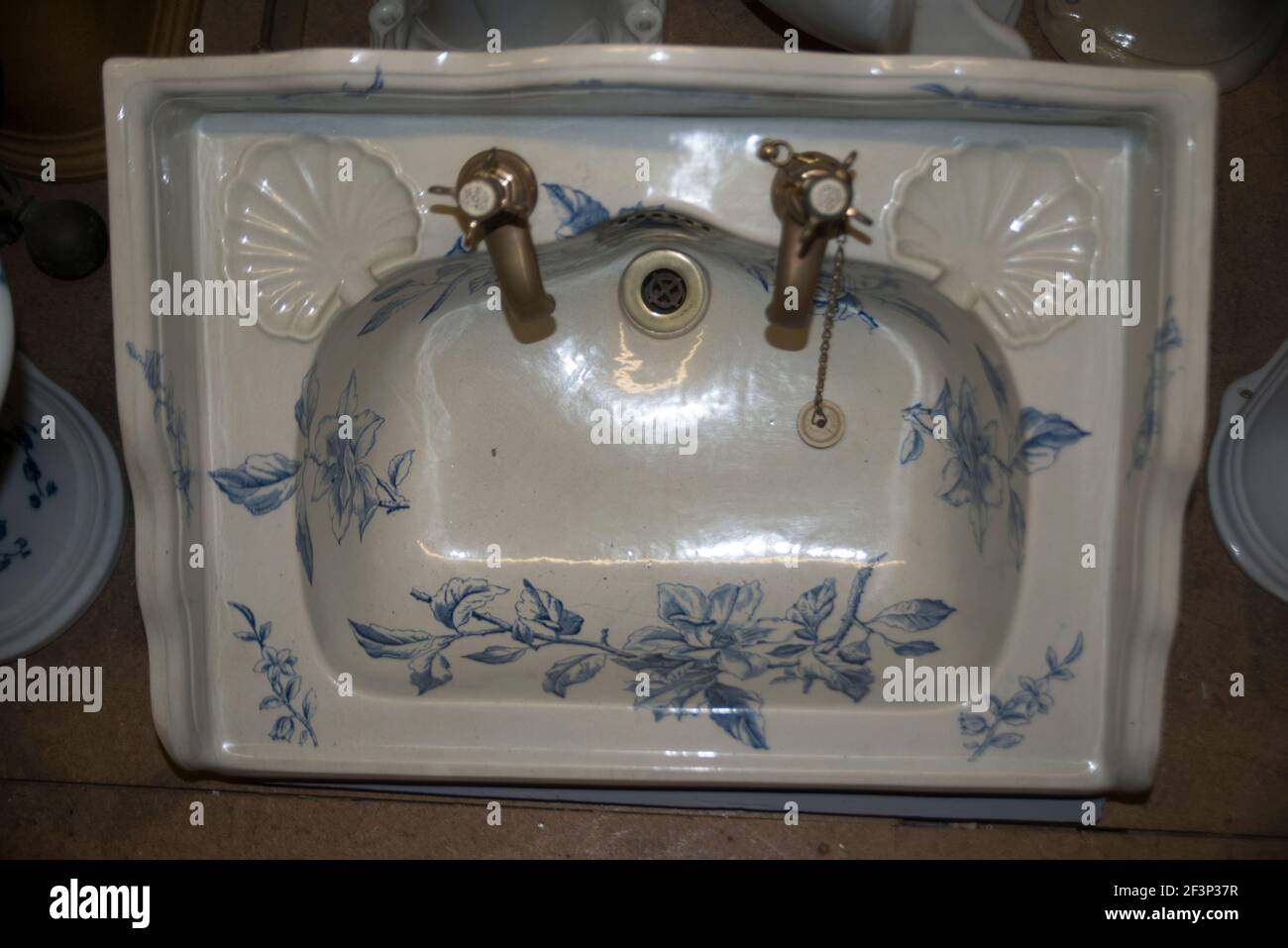 Old decorated sink from the Thomas Crapper Collection, Stratford upon ...