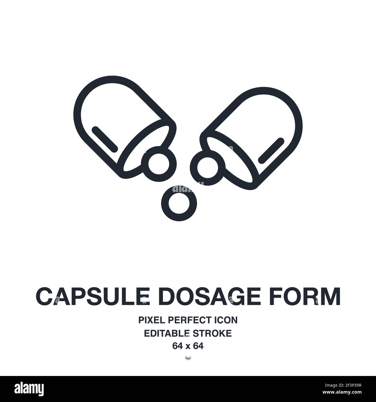 Capsule dosage form editable stroke outline icon isolated on white ...