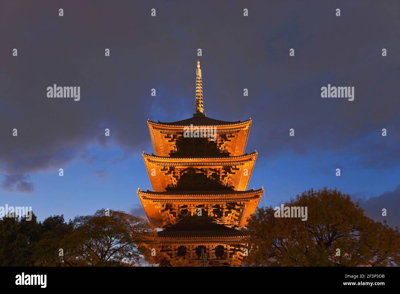 Toji Temple's wooden five-storied pagoda (the tallest wooden tower in ...
