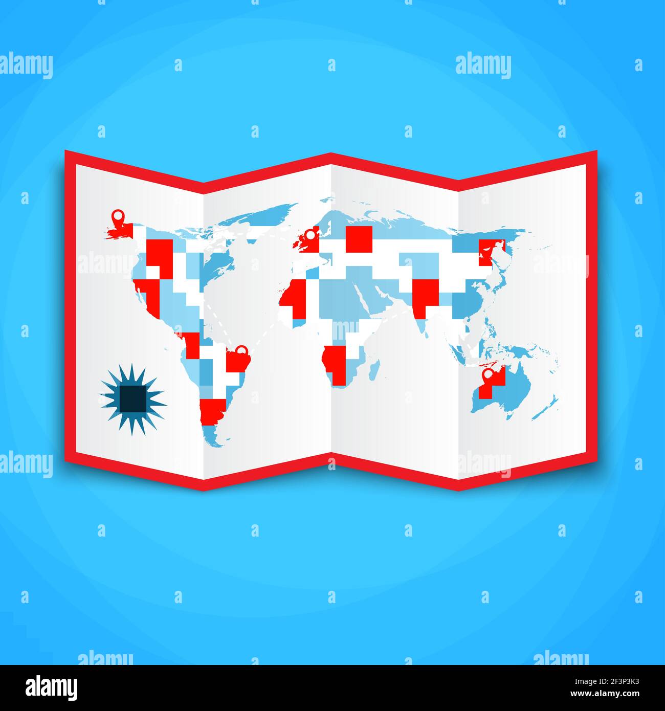 Paper world map with location icons Stock Vector Image & Art - Alamy