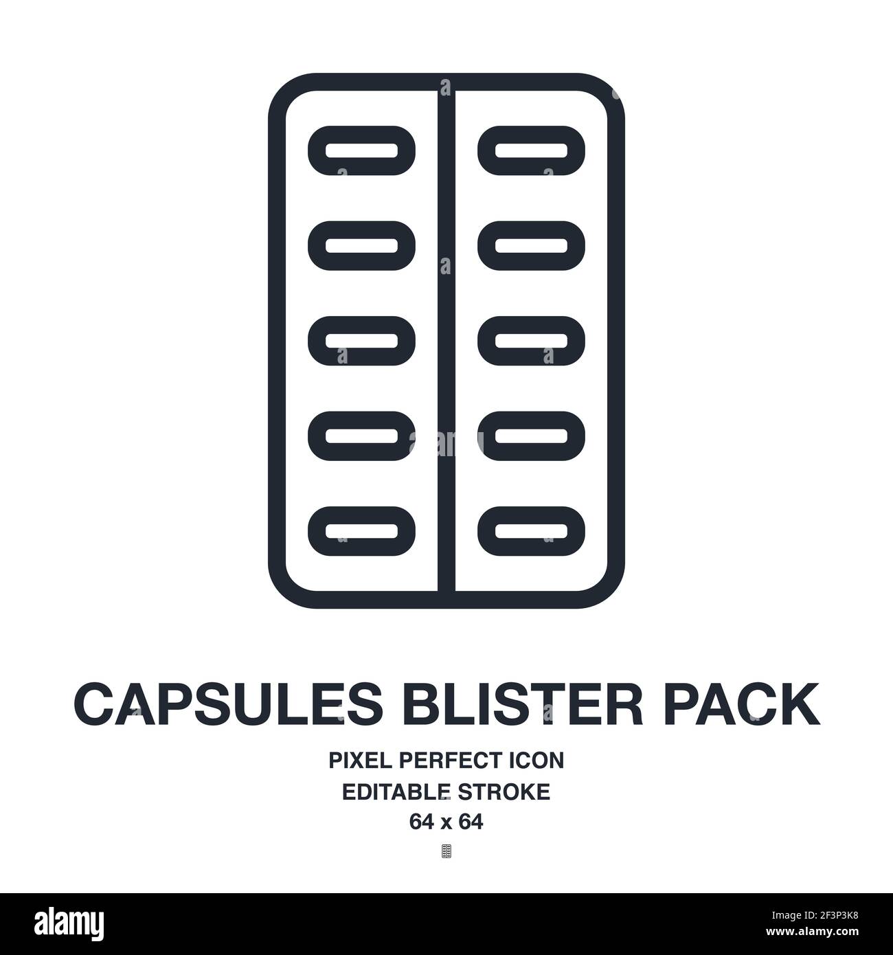 Capsules blister pack editable stroke outline icon isolated on white ...