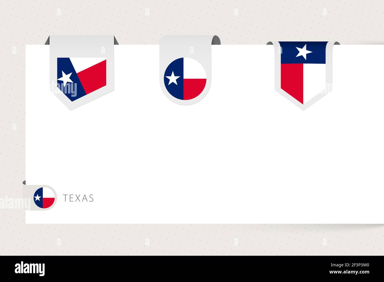 Label flag collection of US state Texas in different shape. Ribbon flag ...