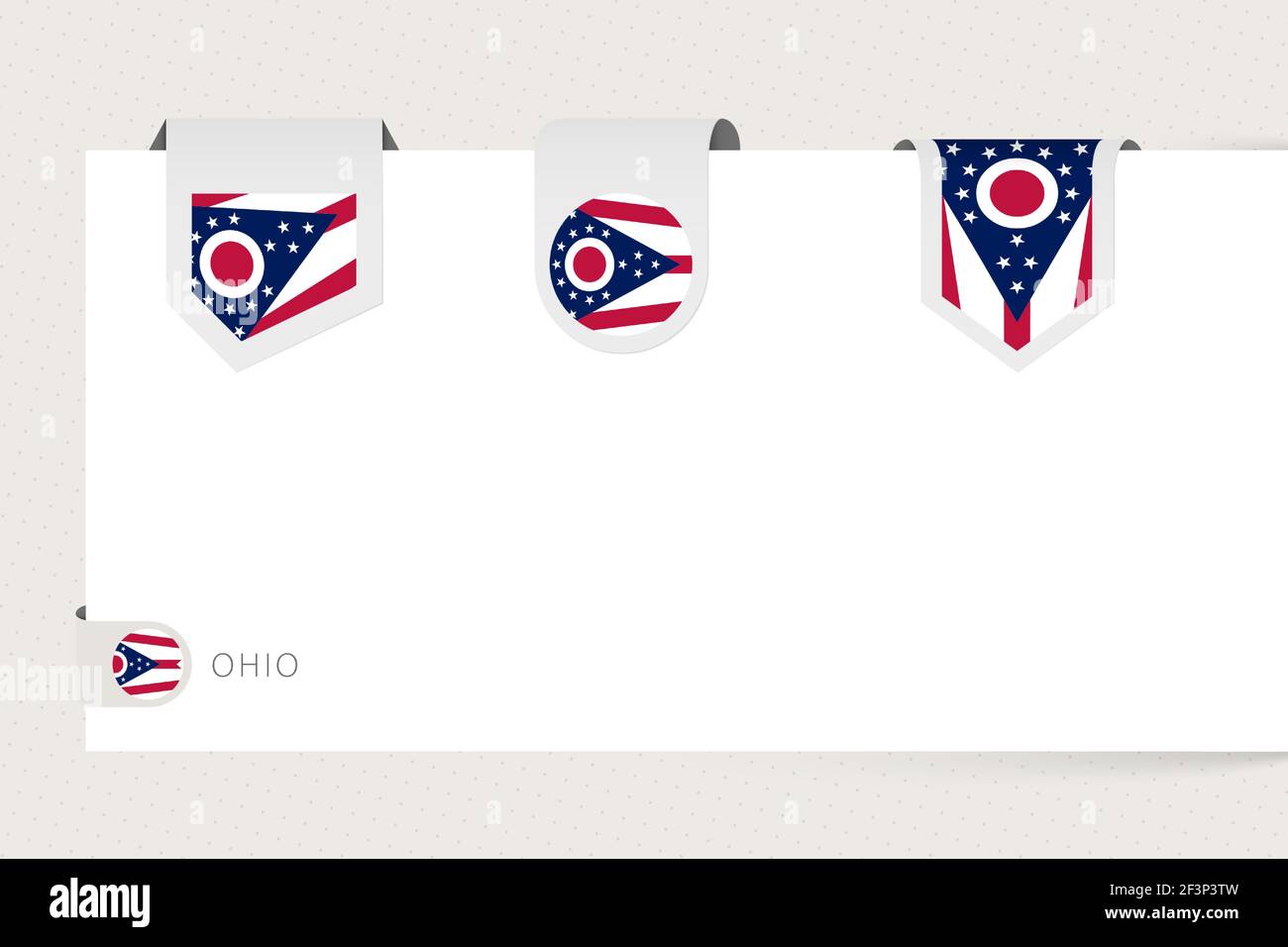 Label flag collection of US state Ohio in different shape. Ribbon flag ...