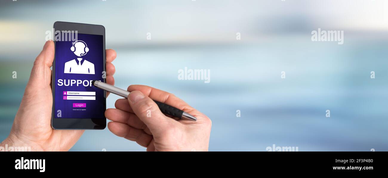 Smartphone screen displaying a support concept Stock Photo - Alamy