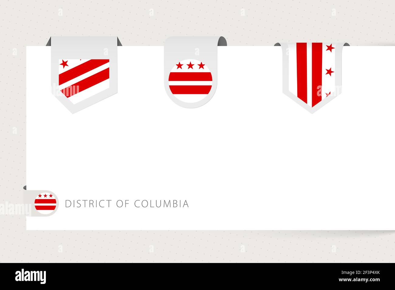 Label flag collection of US state District of Columbia in different ...