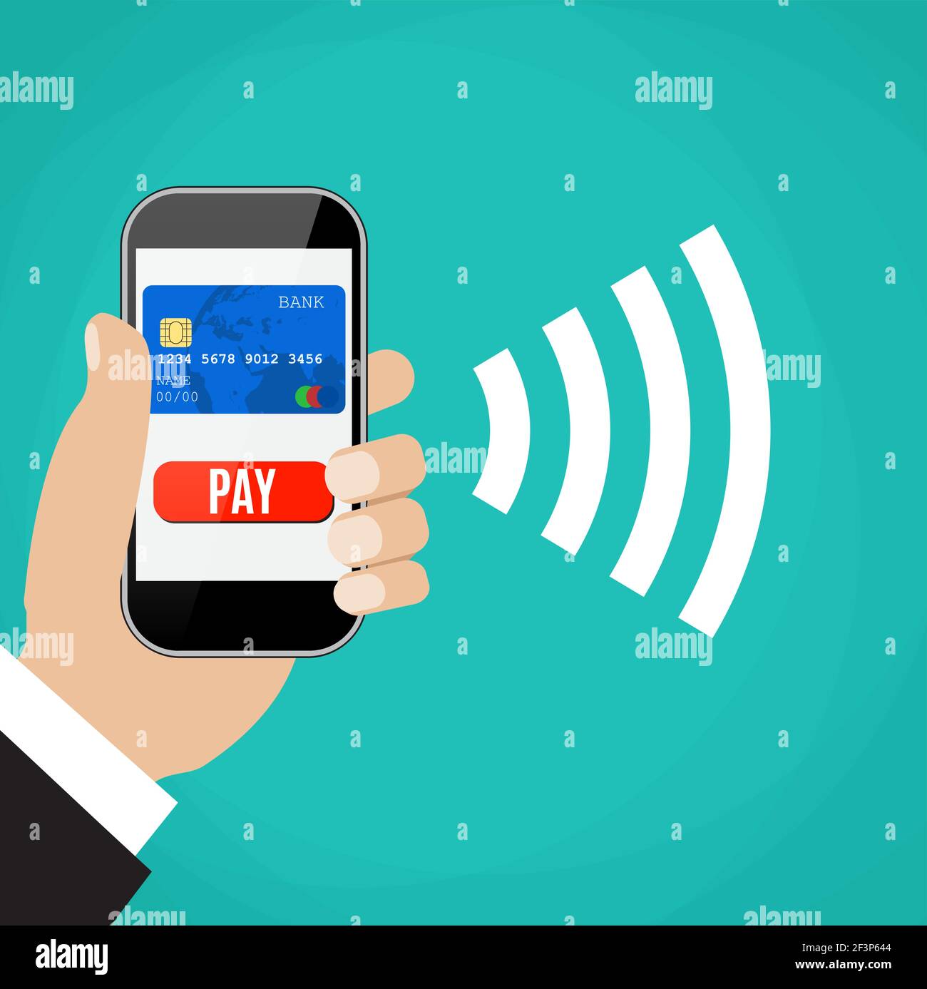 Mobile Payments. Man holding phone Stock Vector Image & Art - Alamy