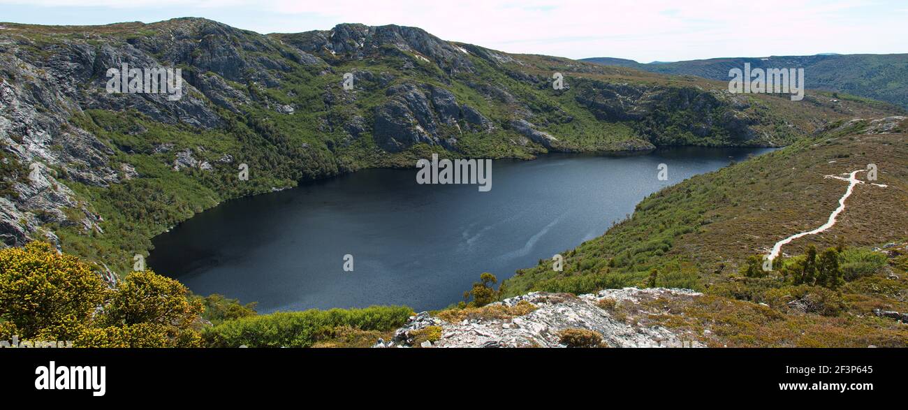 View on Crater Lake from Marions Lookout in Cradle Mountain National ... View on Crater Lake from Marions Lookout in Cradle Mountain National ...