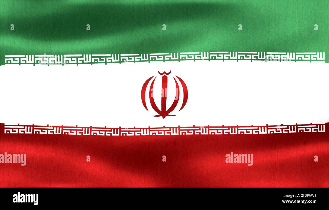 Iran flag - realistic waving fabric flag Stock Photo - Alamy
