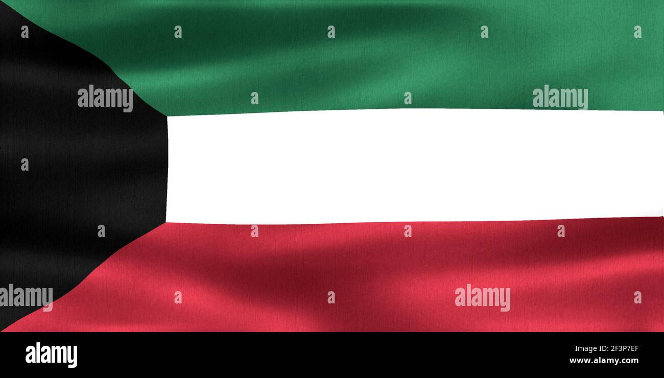 Kuwait flag - realistic waving fabric flag Stock Photo - Alamy