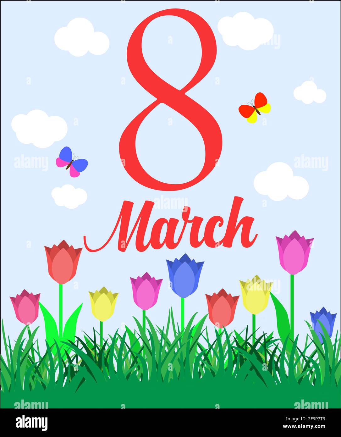 Elegant greeting card design with text 8 March Stock Vector Image & Art ...