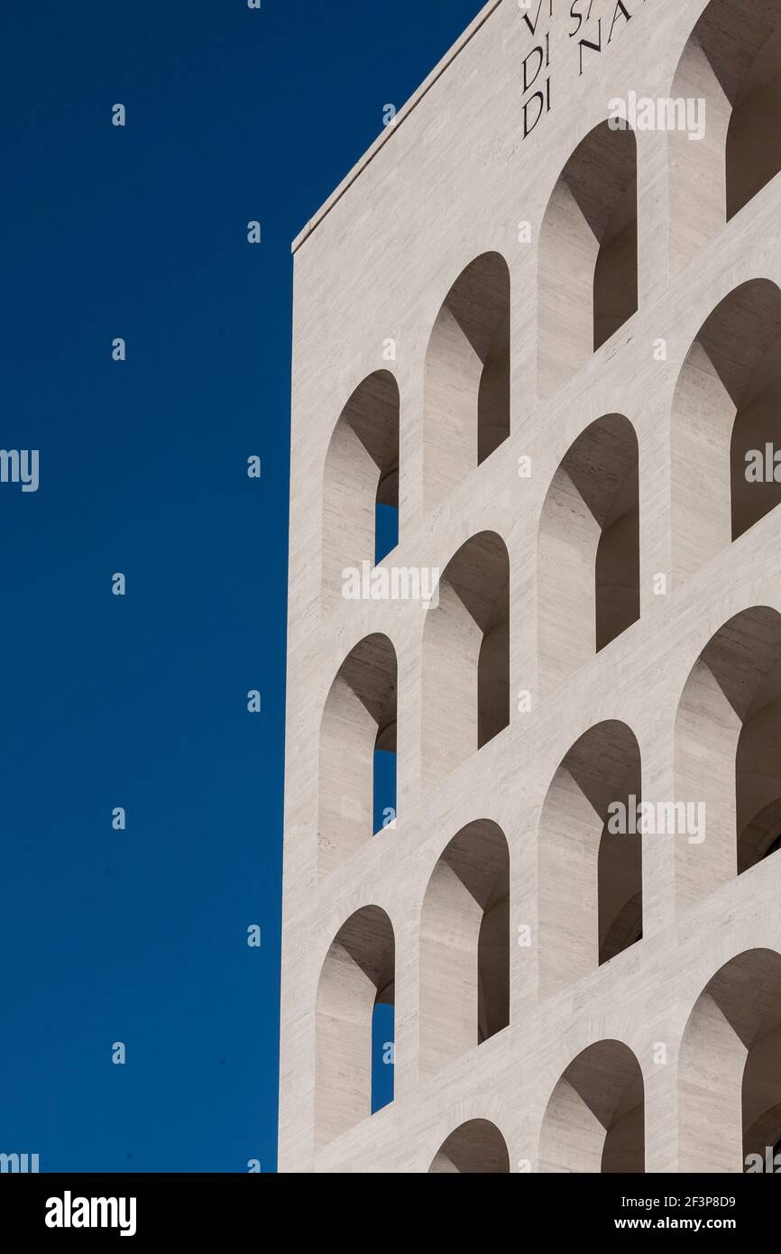 Palazzo della Civilta Italiana, EUR, Rome, Italy. An example of Facist ...